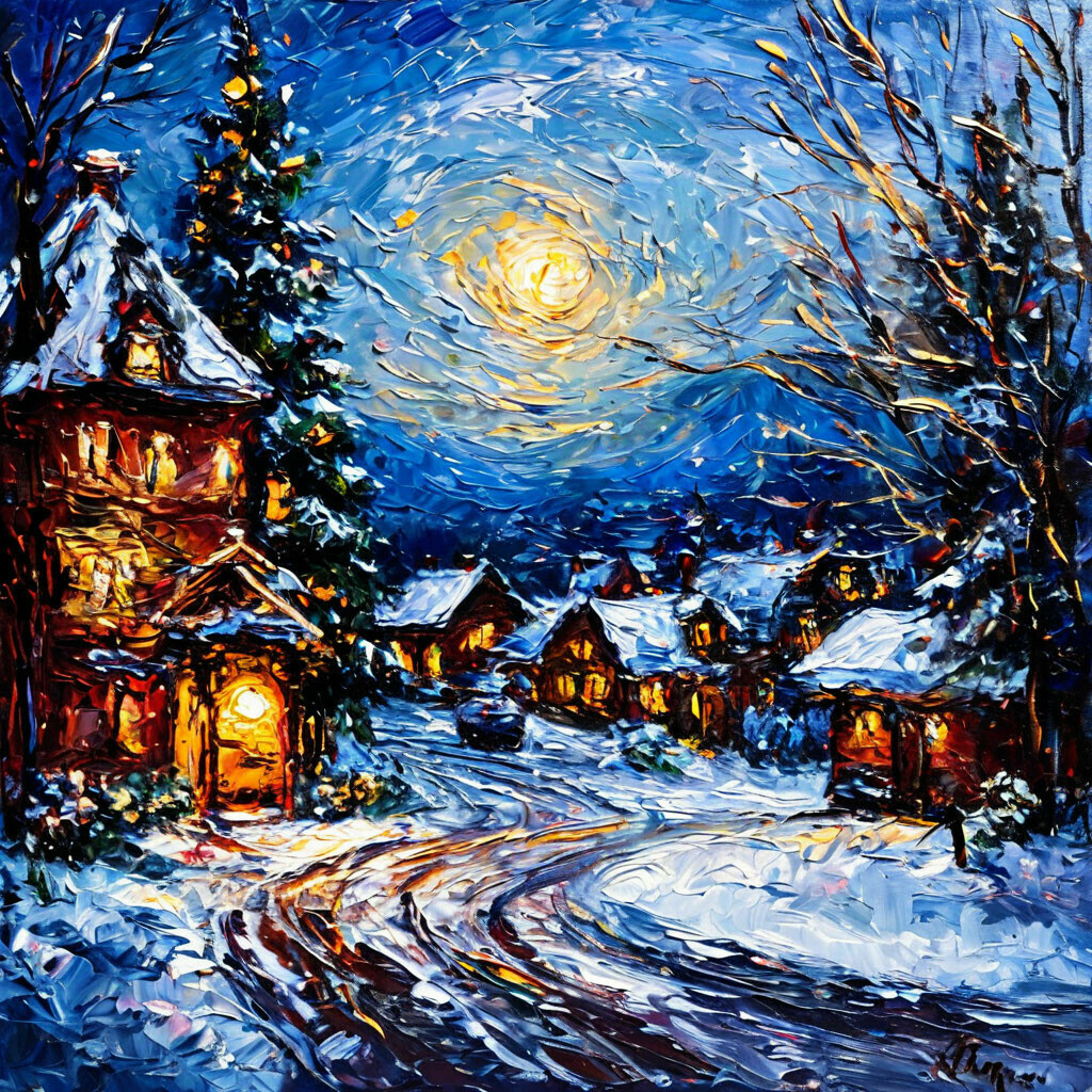 "New Year Impressionism" — image created in Shedevrum