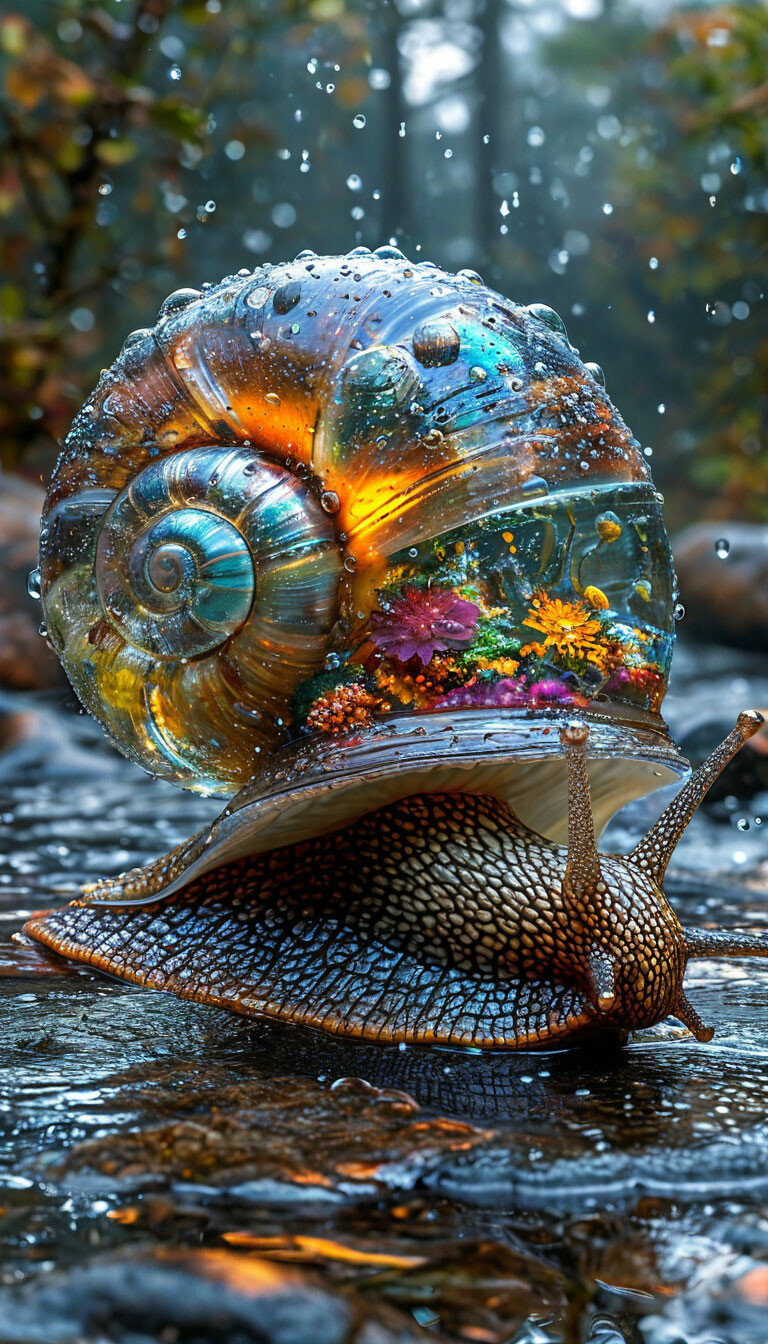 "Art of a large transparent snail, …" — image created in Shedevrum