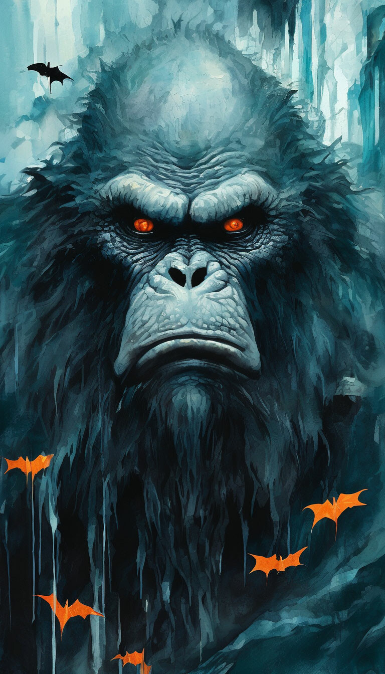 "Portrait, close-up, of a huge ape-…" — image created in Shedevrum