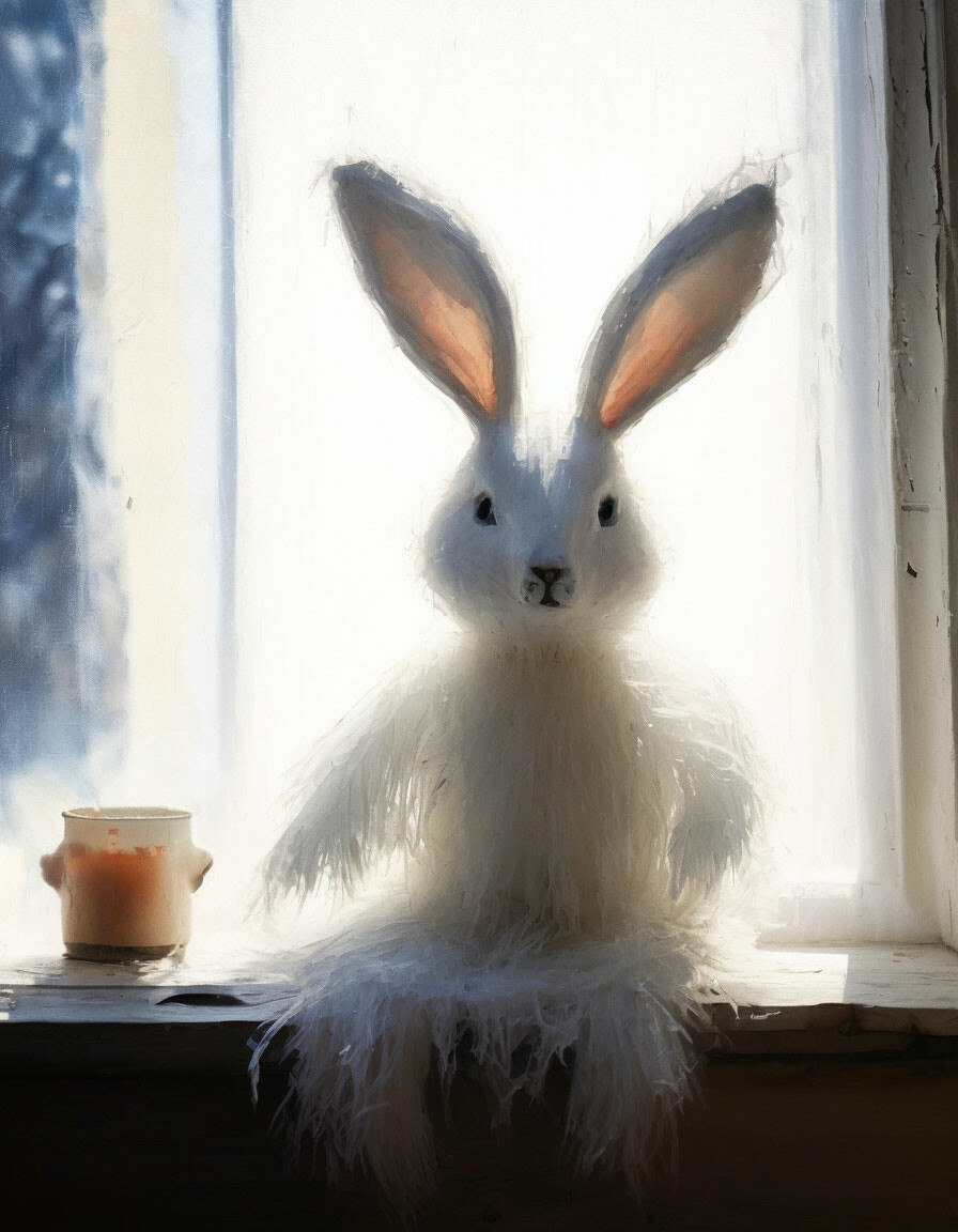 "🐰 minimalism diffused light layers …" — image created in Shedevrum