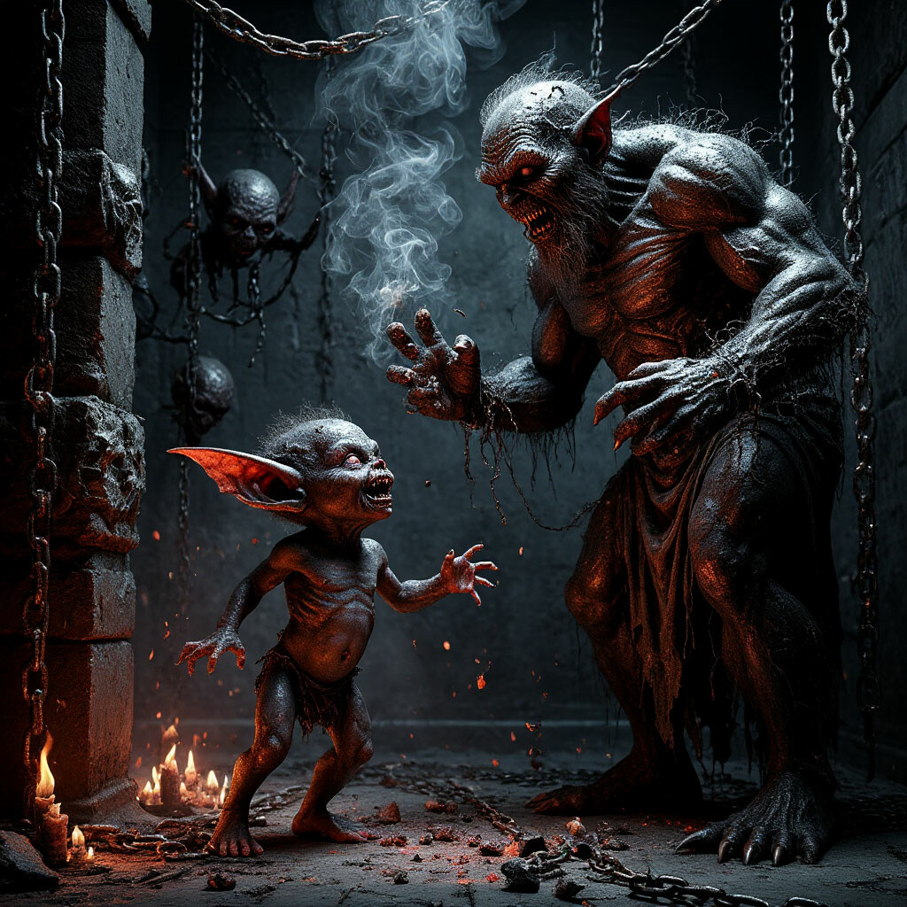 "The child dark imp is naughty, does not want to eat smoked 3d through ...