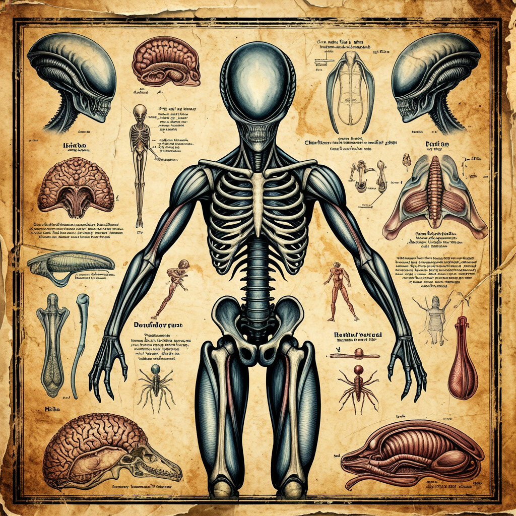 "Anatomy is a kind of predatory aliens…" — image created in Shedevrum