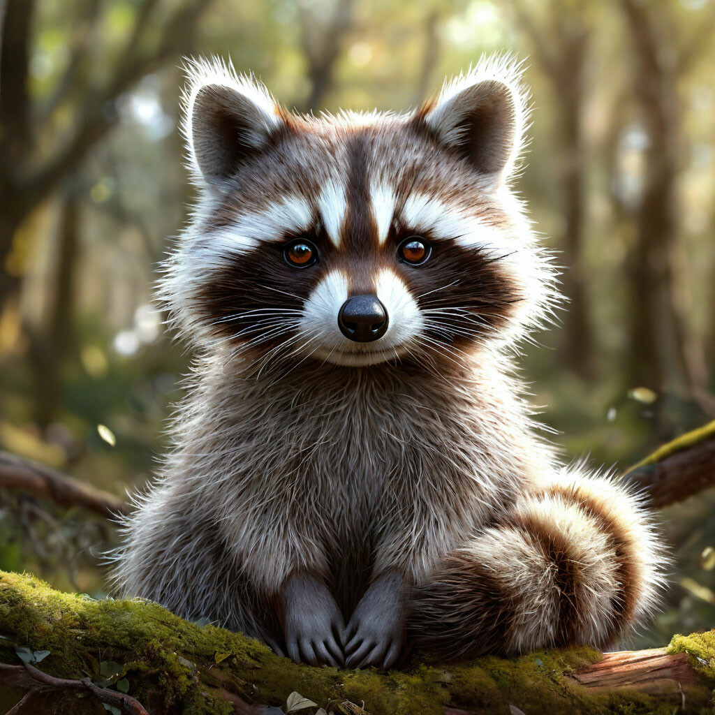 "Realista lindo y muy peludo blanco alado mapache" — imagen creada en ...