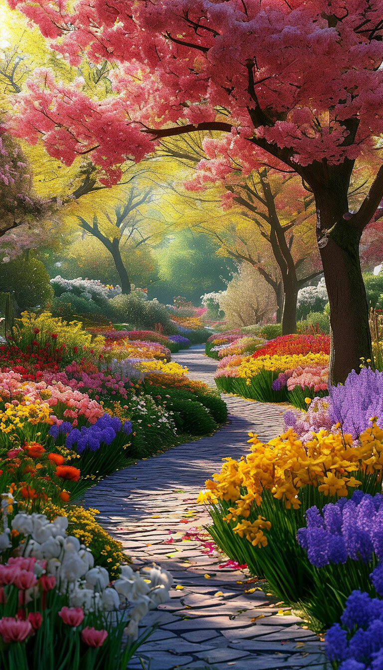 "Spring blooming garden, harmony of colors, aromas, sun and happiness ...