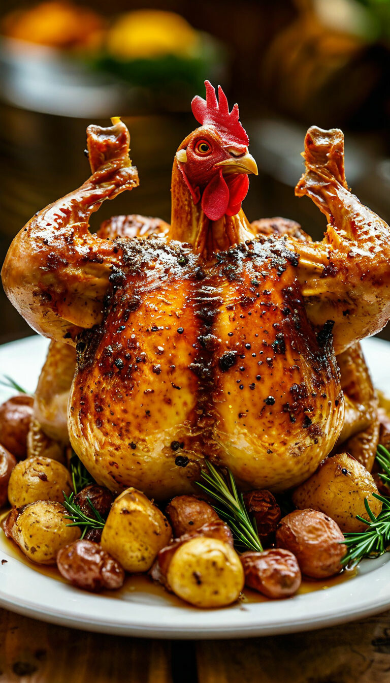 "14.11.24 World Chicken Day roast meat, potatoes, vegetables with ...