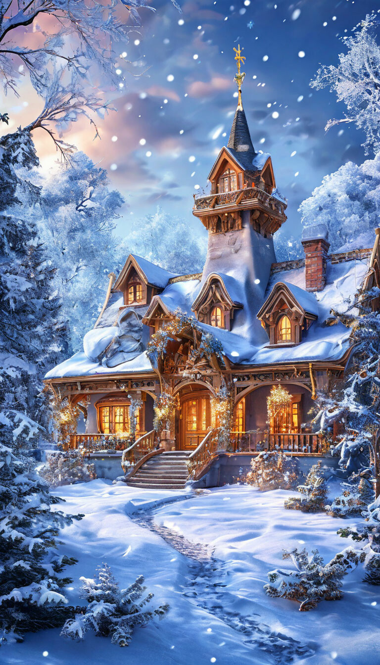 "Snow-crystal New Year's fantasy" — image created in Shedevrum