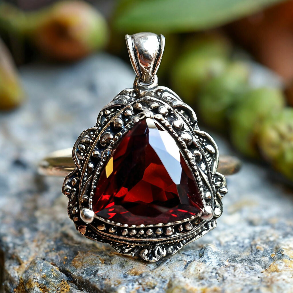 "A beautiful amulet with a garnet …" — image created in Shedevrum