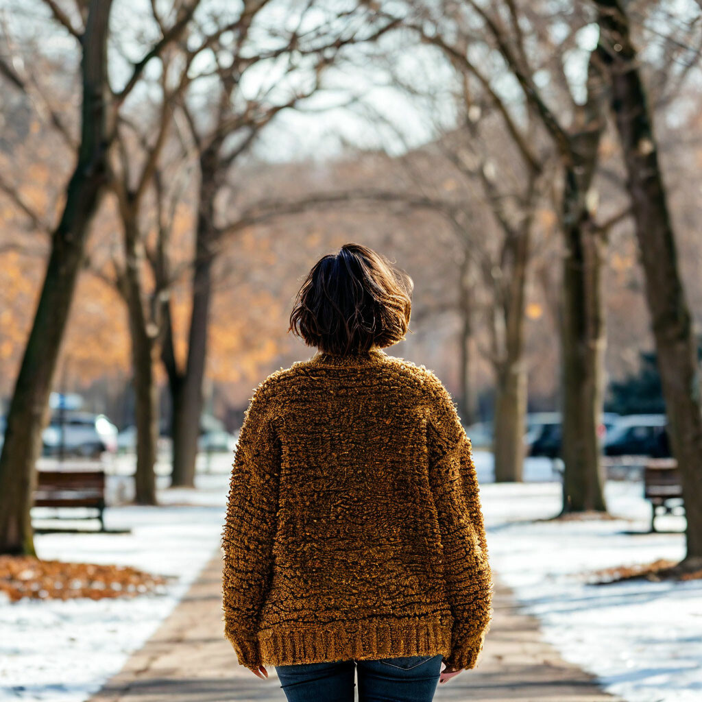 "Pre-winter. park. a woman with short …" — image created in Shedevrum