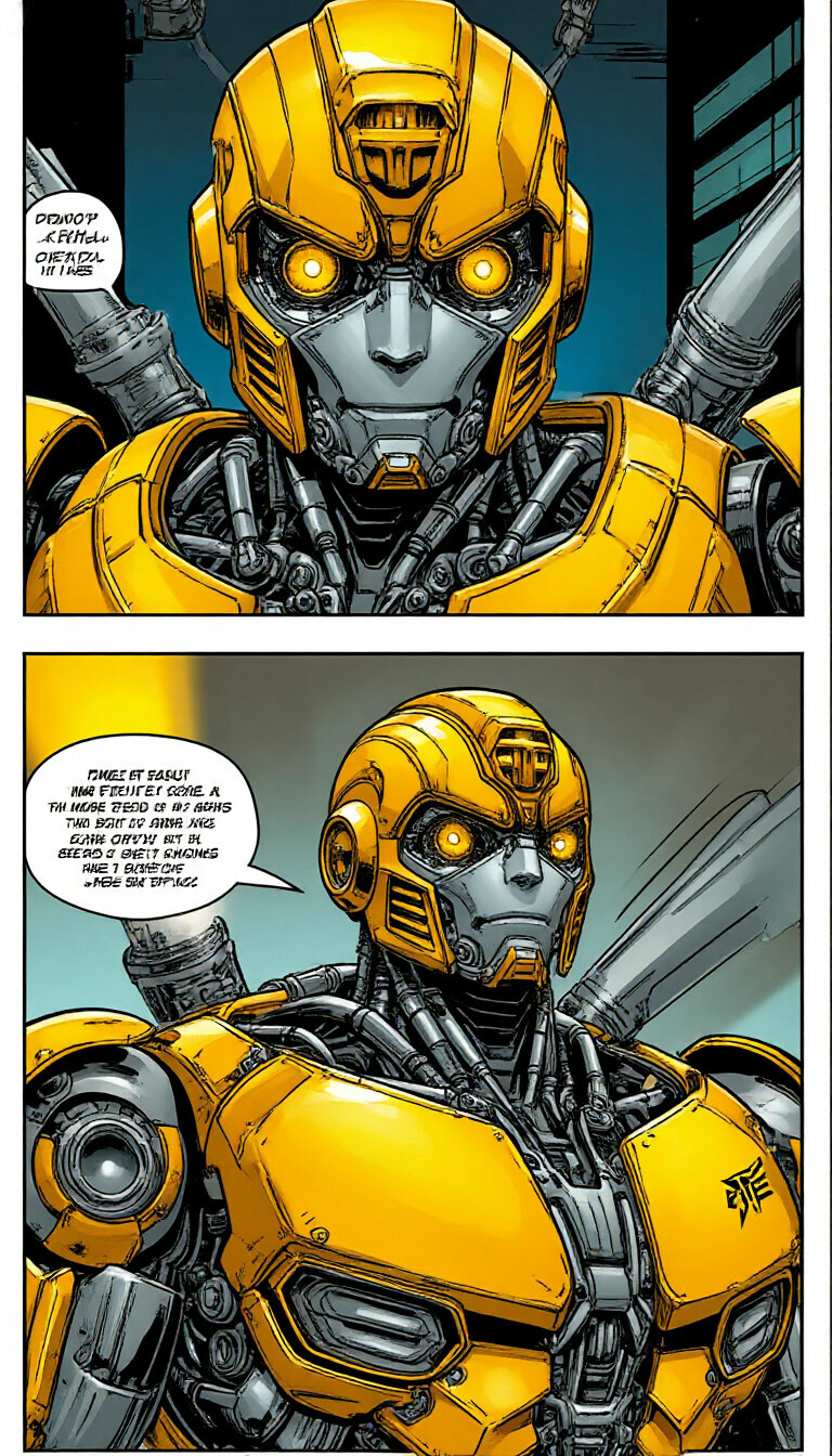 "Create two frames of the comic with white bounding boxes: in the first ...