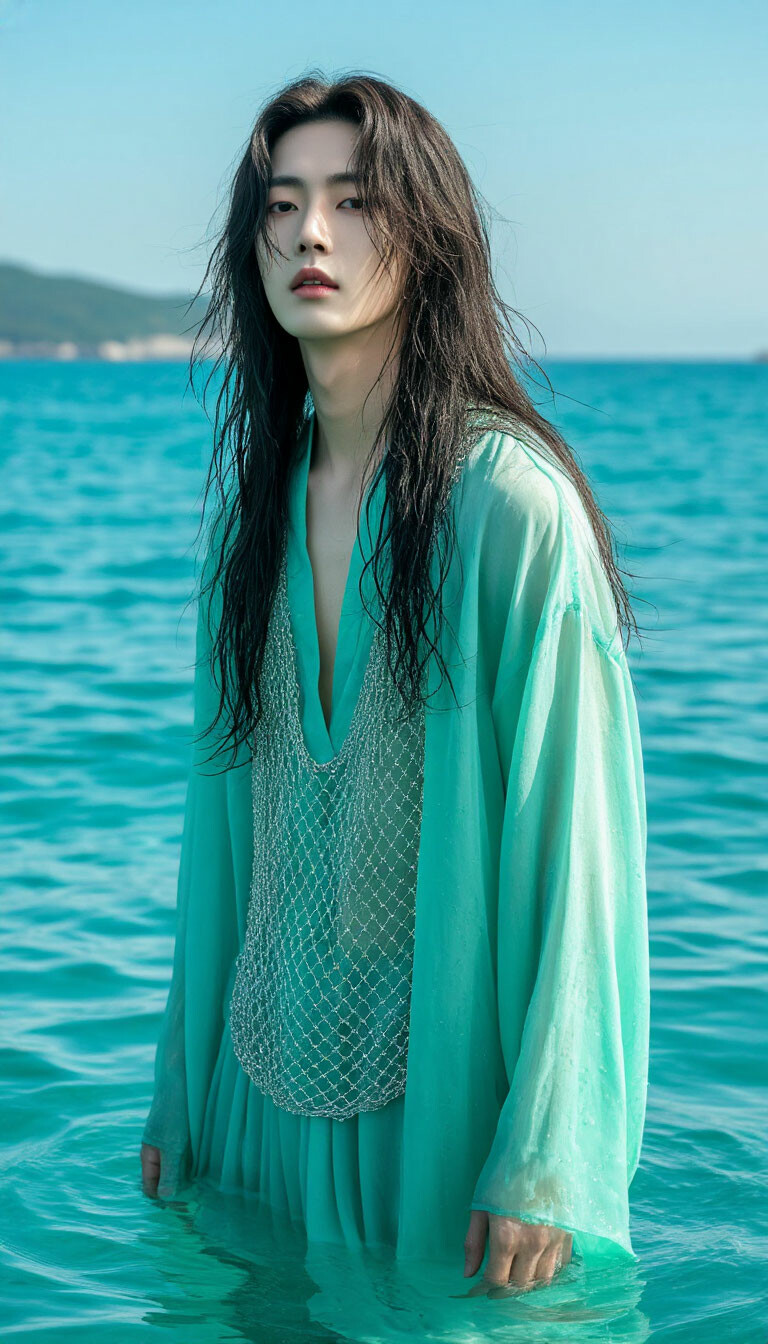 "Water transparency of the dreams of a Korean long-haired handsome man ...