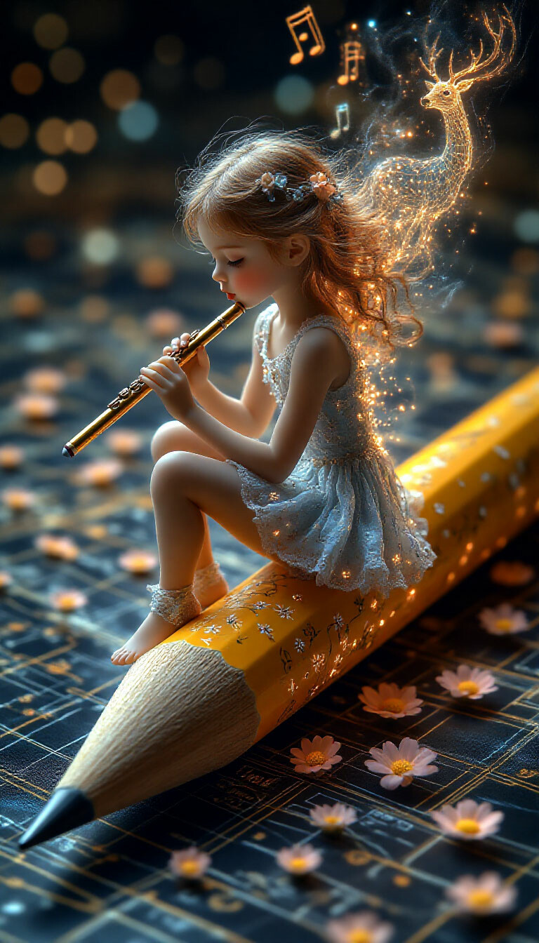 double exposure, on a microcosm table on a 3D digital sheet, a …" — image created in Shedevrum