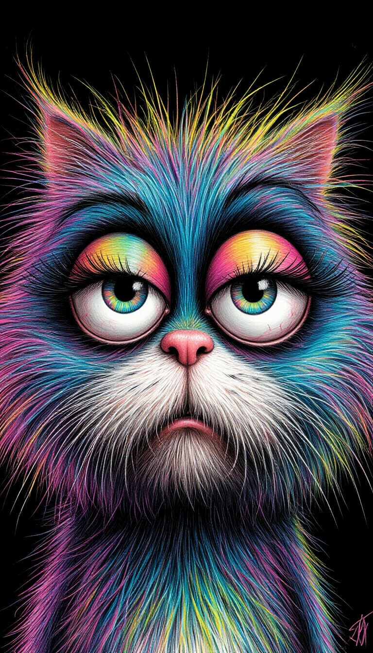 "Look who's spying on you. someone is very fluffy, iridescent, funny ...