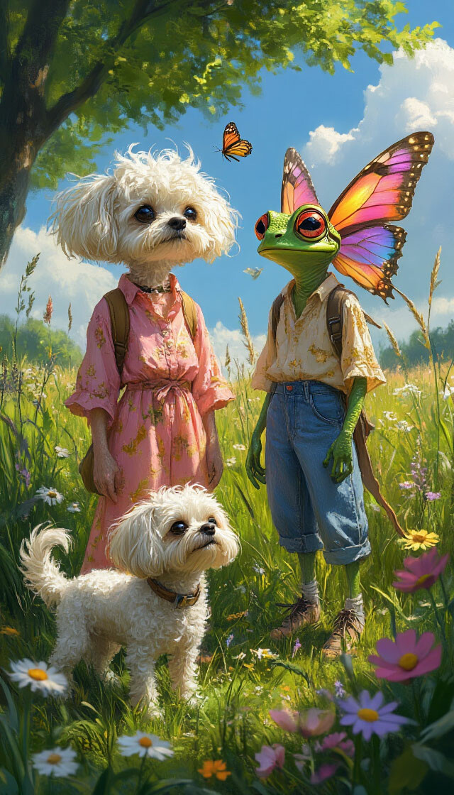 "Fashionable summer creatures" — image created in Shedevrum