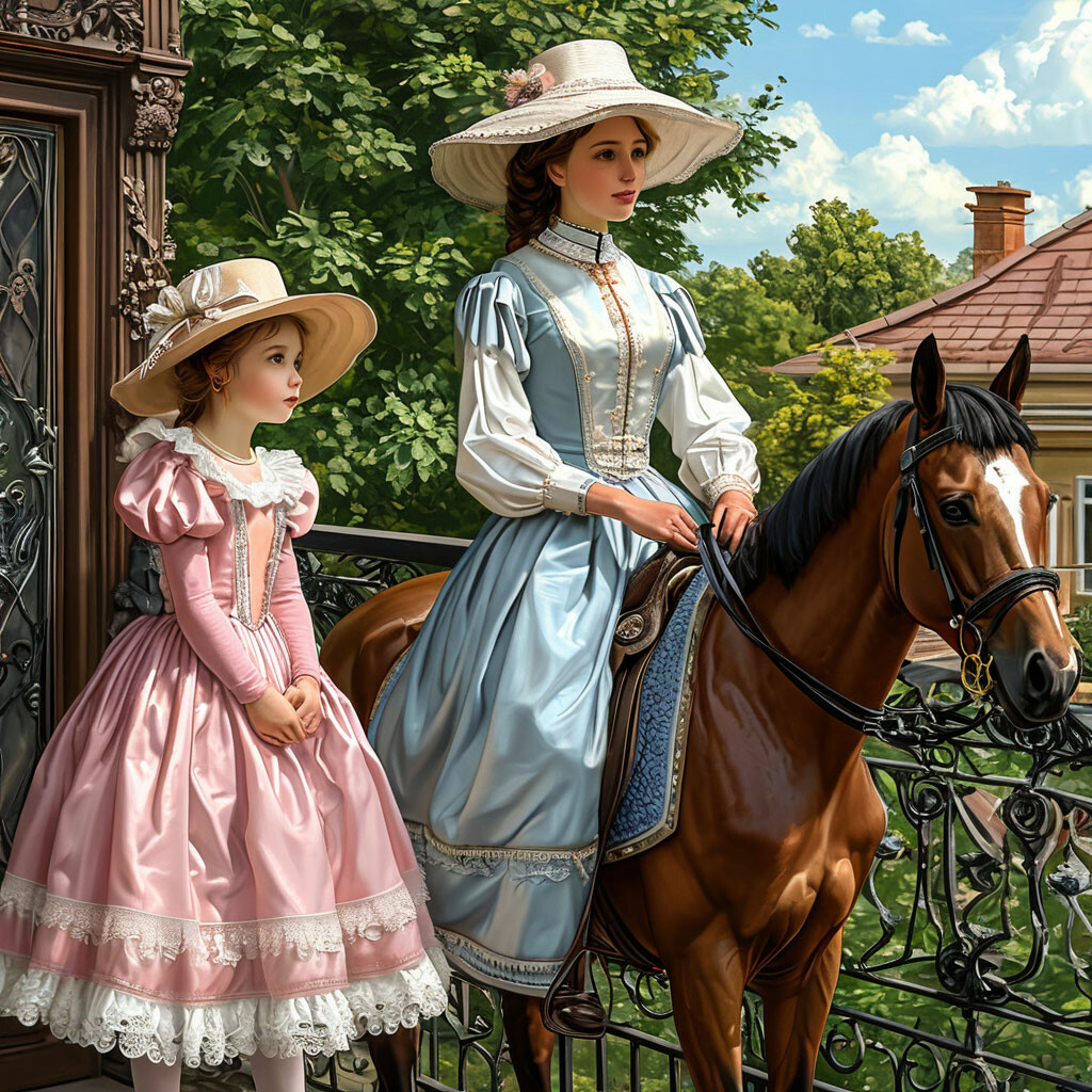 "Museum The artist Bryulov painting "Horsewoman". Two figures. On the ...