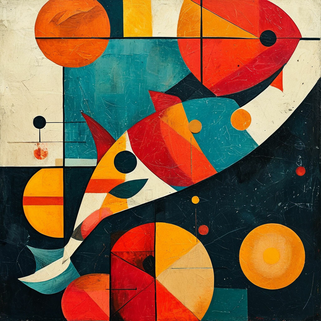 ". Vasiliy Kandinsky sly fish, minimalism, matte" — image created in ...