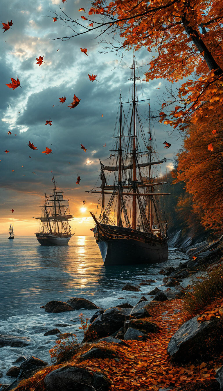 "Autumn ships are waiting in the sky …" — image created in Shedevrum