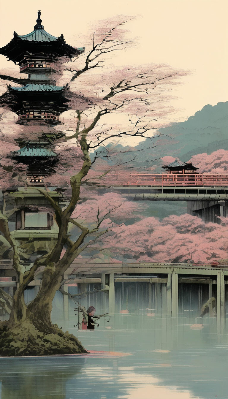 ". aged muddy Japanese engraving Katsuyuki Nishijima 西嶋勝之 Kawase Hasui ...