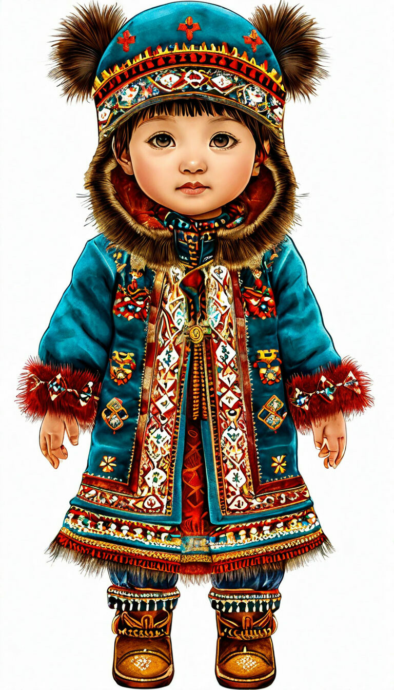 "Yakut children's national clothes for printing drawing on a white ...