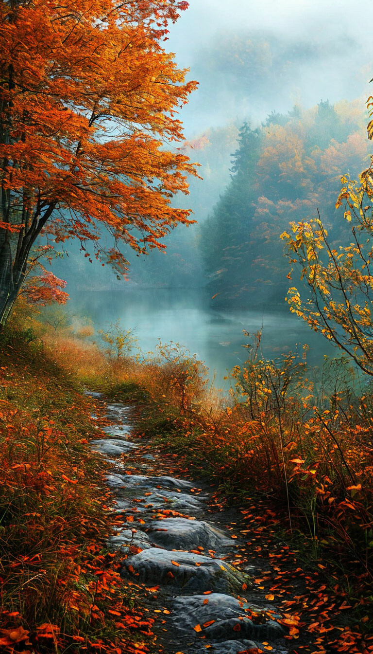 "Nature falls asleep, loneliness, haze, splendor of colors, transparency and …" — image created ...