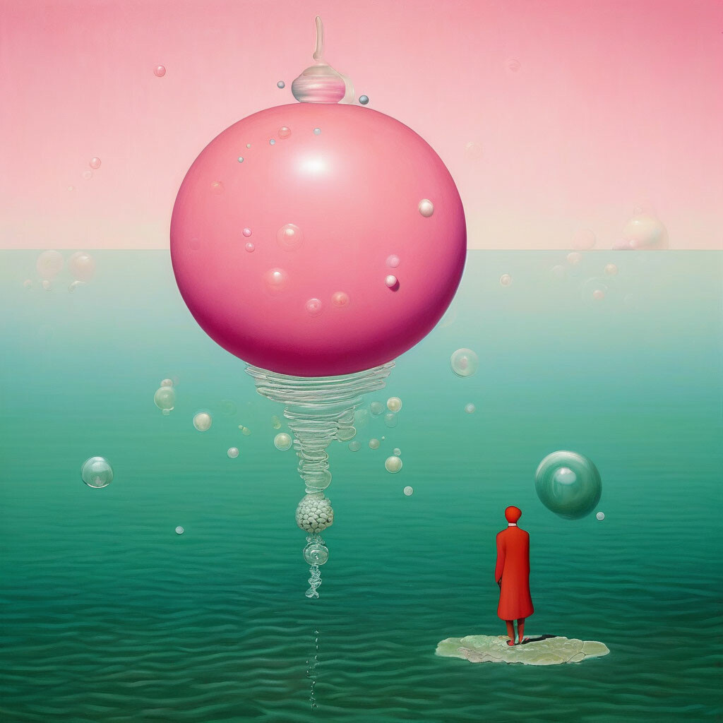 "Cystoidea, sea bubbles. Pistachio and pink. Style, Rene Magritte, Max ...