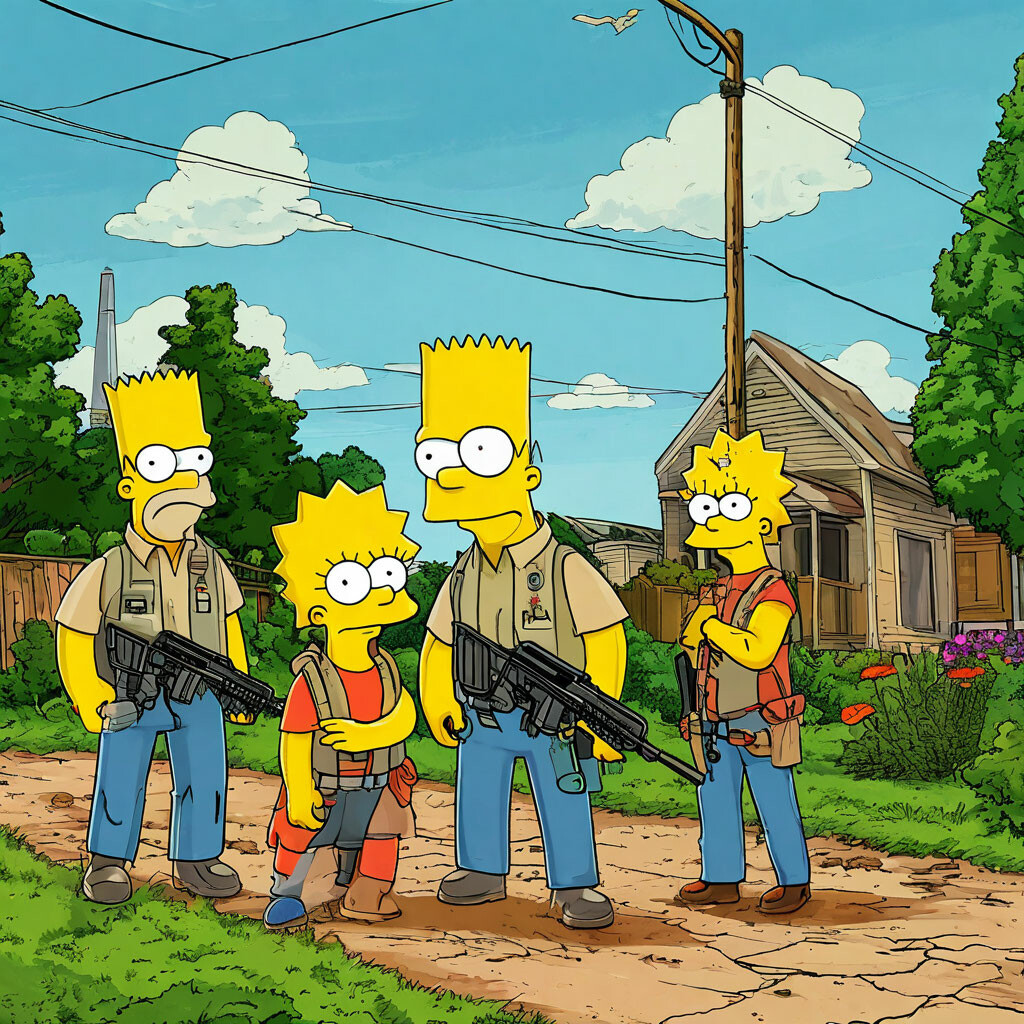 "In the style of the Simpsons: Civil defense exercises" — image created ...