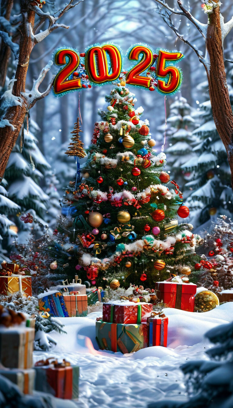 "Winter fairy-tale forest, it's snowing, Christmas trees, gentle ...