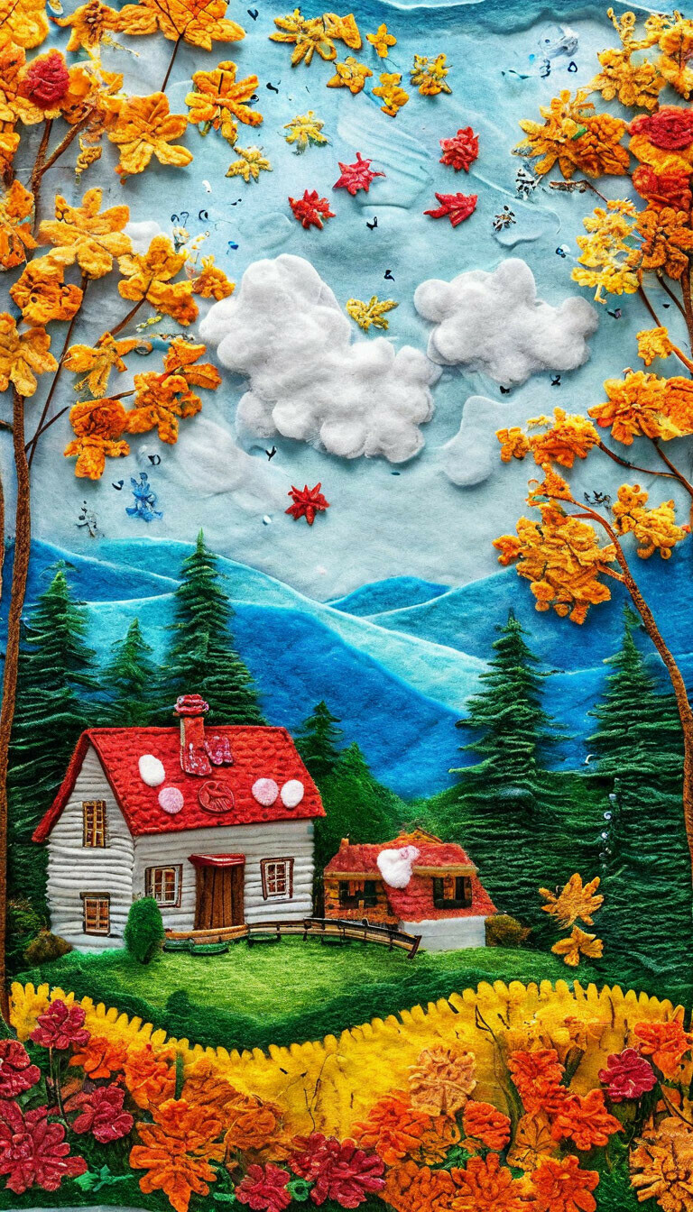 ". Seasons collage, spring, winter, autumn, summer, felt, Naiv, Shed ...