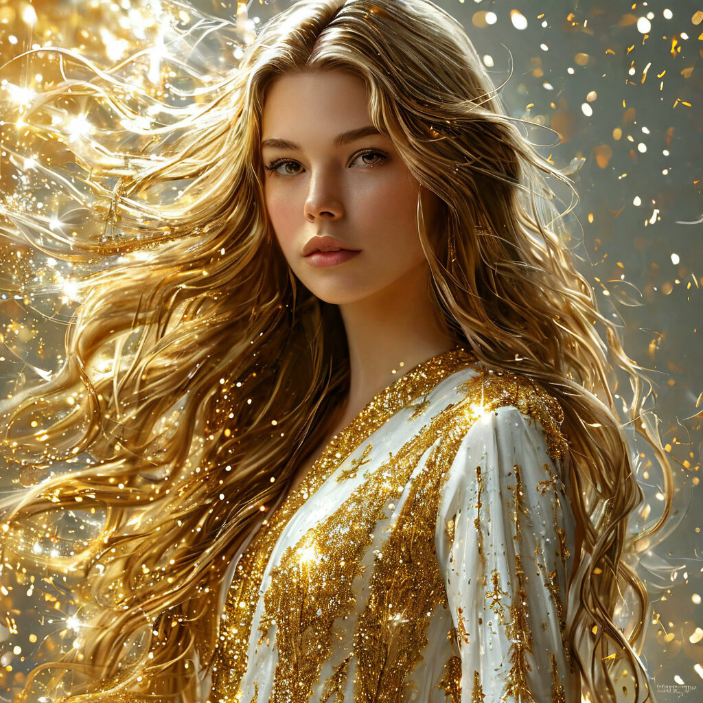 "A very beautiful girl in fiery golden white thin clothes permeated ...