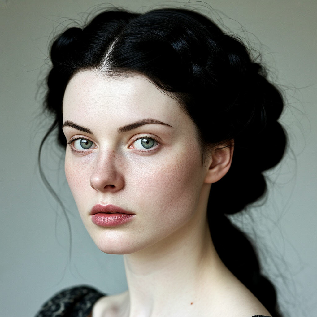 "Lithuanian Baltic woman, thin and tight lips, thin and thin long face ...