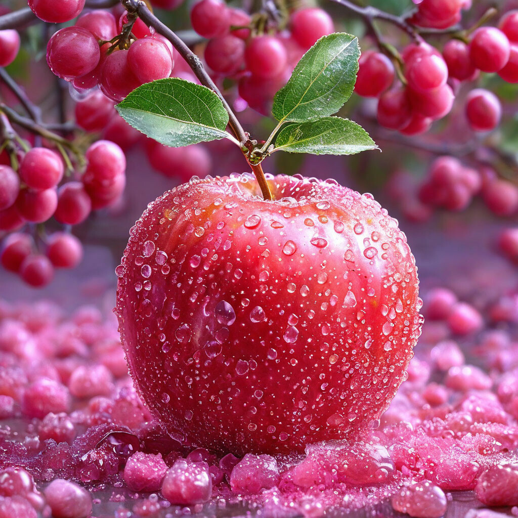 "Marmalade tree,crystal apple close-up…" — image created in Shedevrum