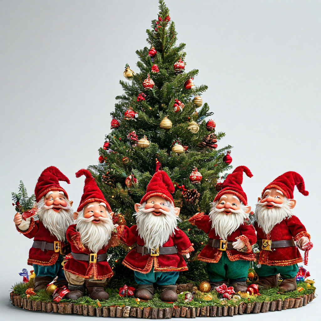 "Live dwarfs dance, a fir tree stands …" — image created in Shedevrum