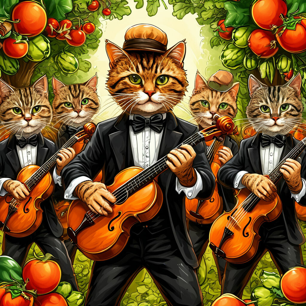 "A cat band playing musical …" — image created in Shedevrum