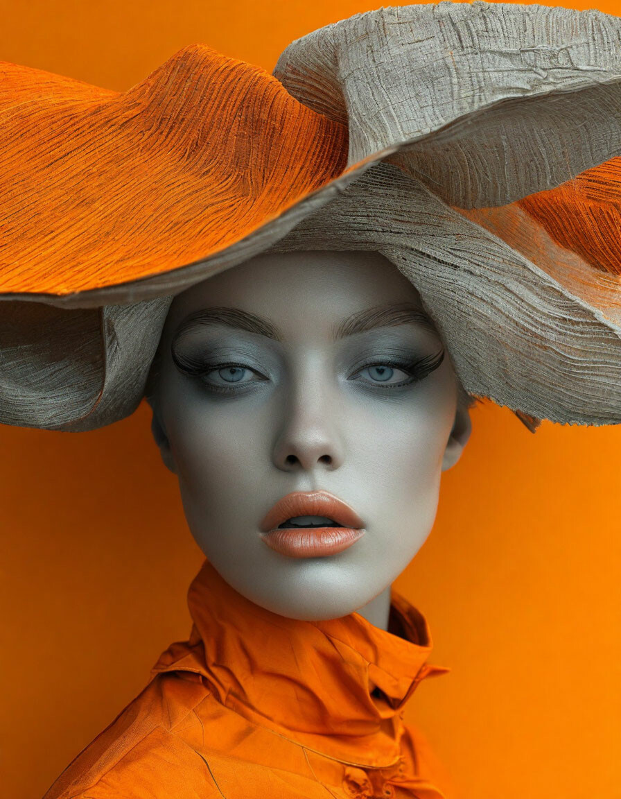 "Classic artistic gray-orange photography with elements of surrealism, fashion and cubism in a ...
