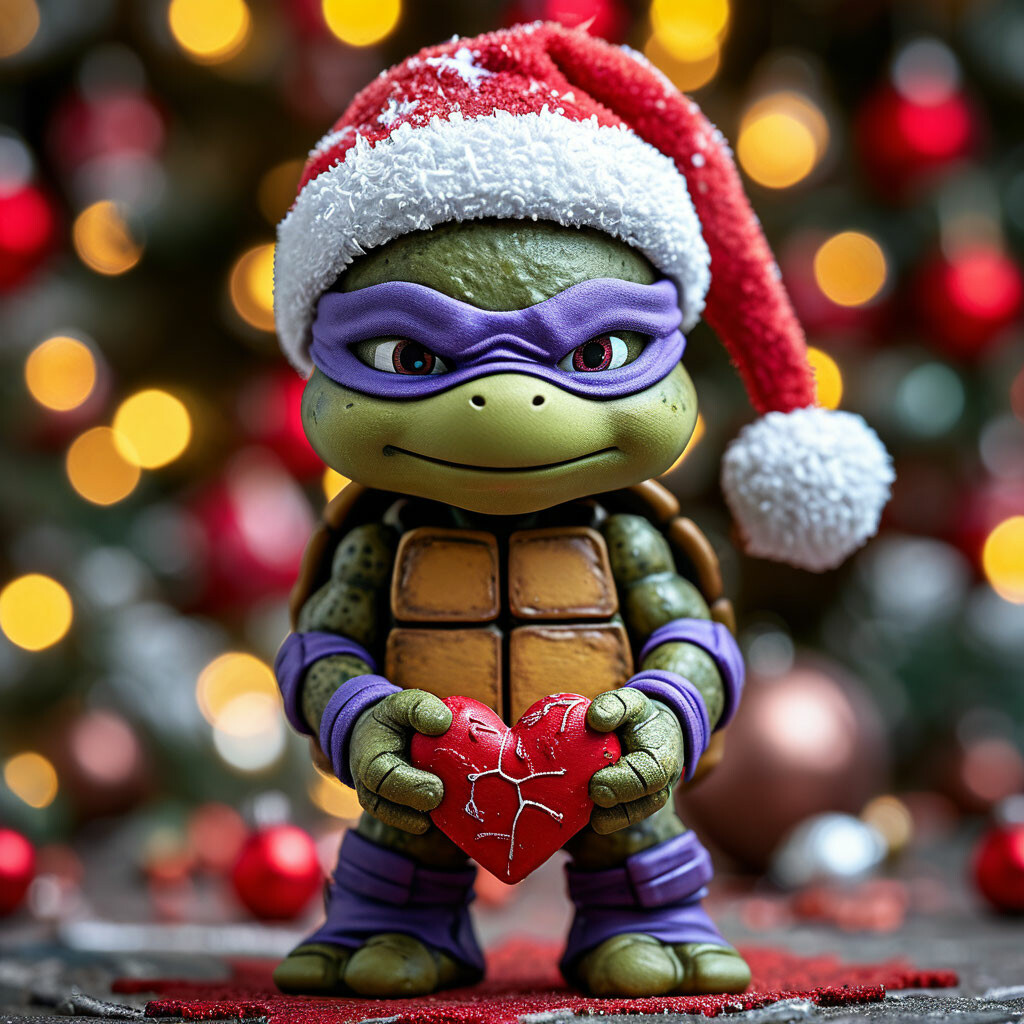 "Donatello TMNT anime, Nendoroid Figure in Christmas hat, holds a heart ...