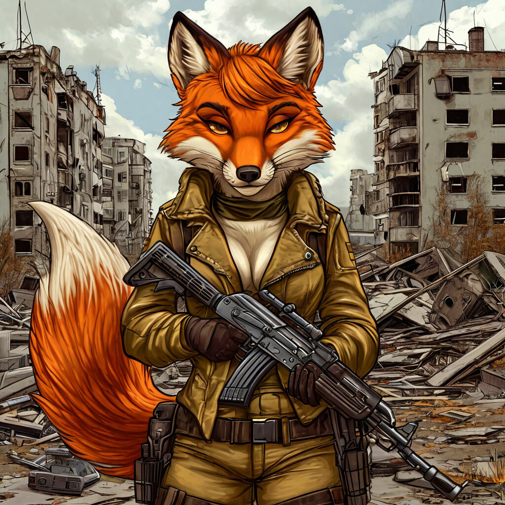 «Антропоморфная лиса фурри самка …» — картинка создана в Шедевруме