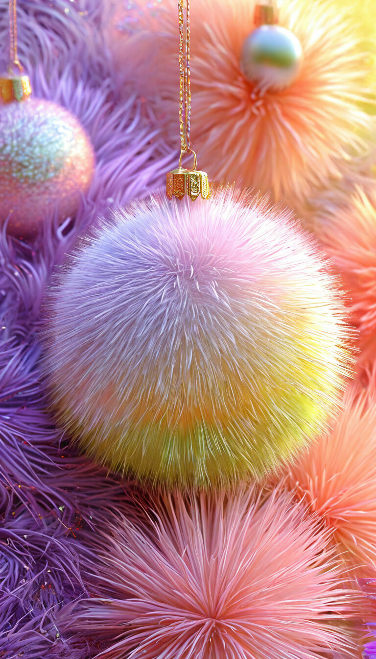 "Fluffy fur Christmas ball fur texture…" — image created in Shedevrum