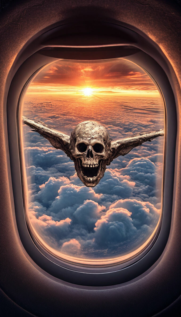"The monster flies in the form of a skull. The photo was taken inside ...