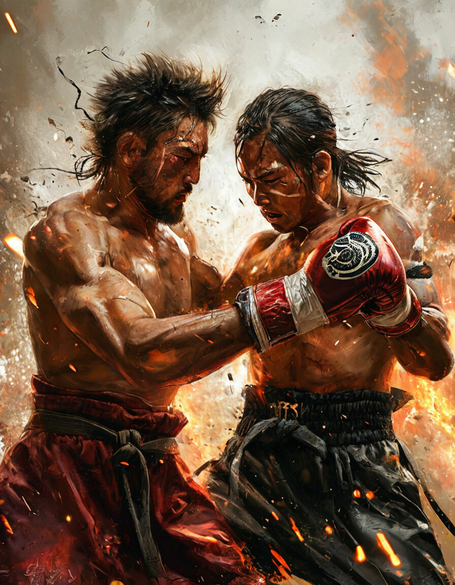"Fighting fighting fighting" — image created in Shedevrum