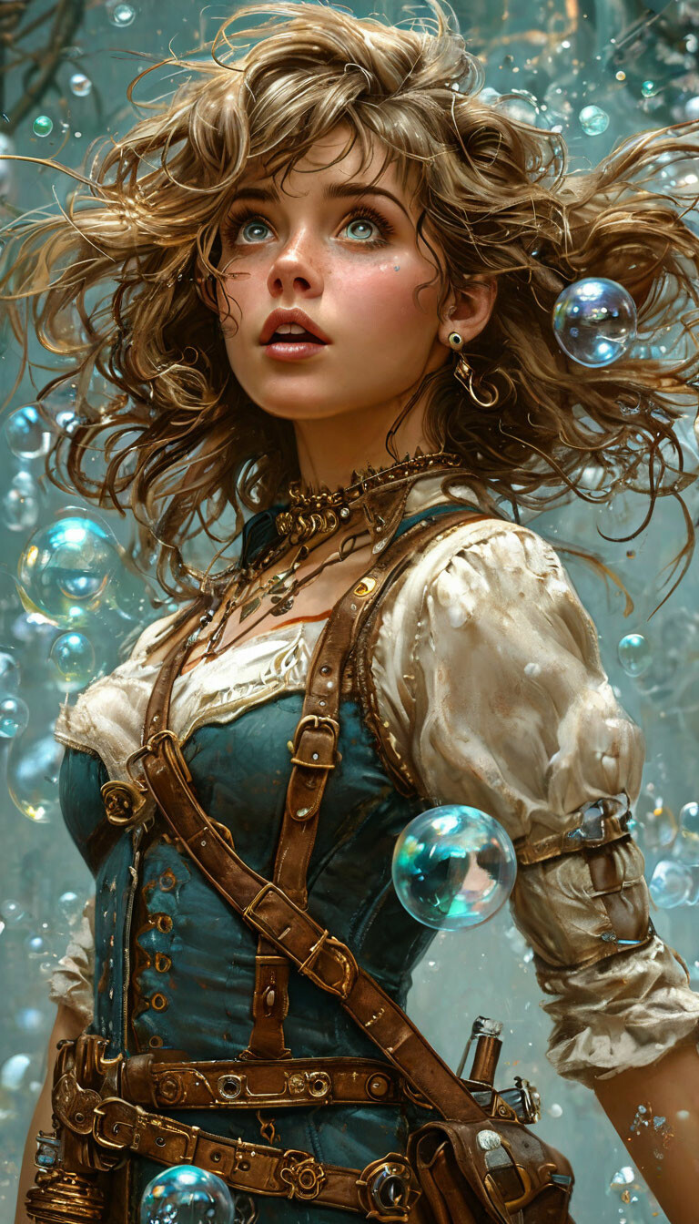 "Steampunk, draw, women, belt, …" — image created in Shedevrum