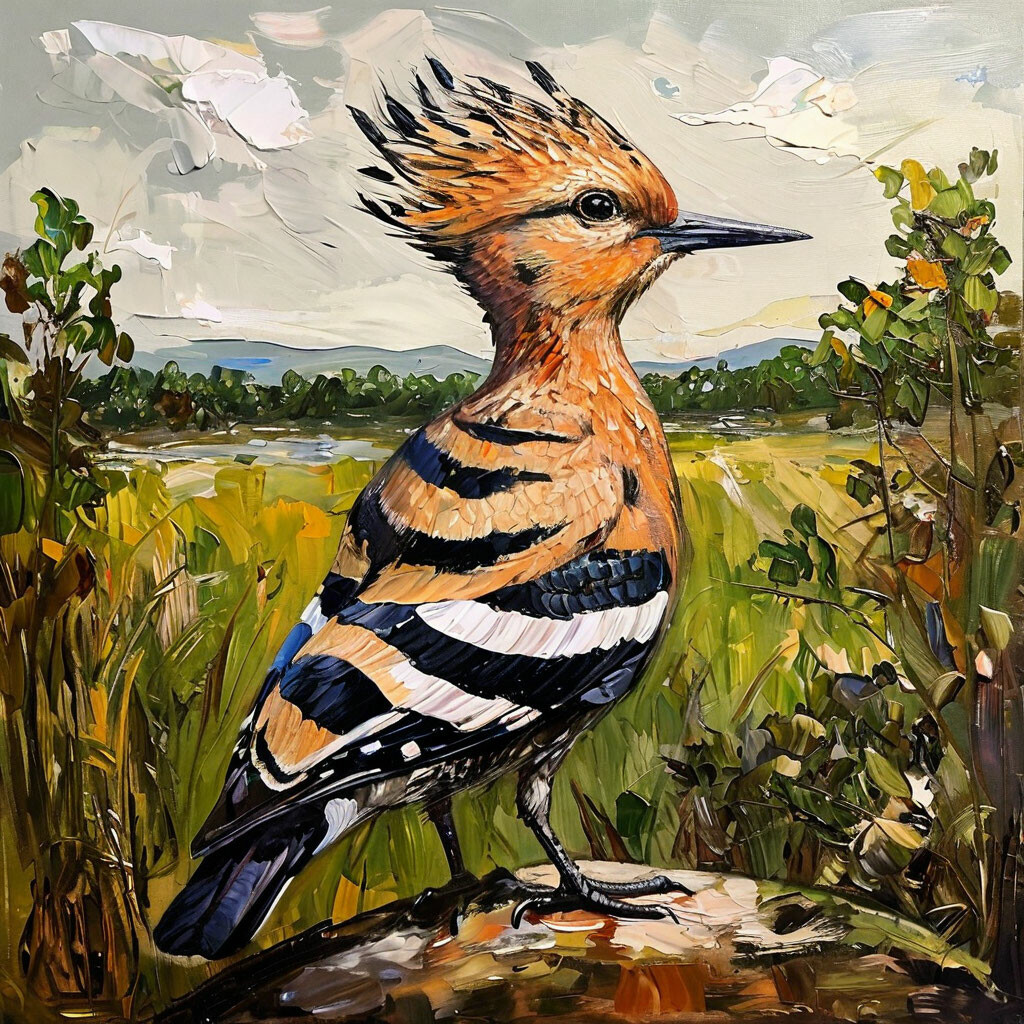 "Bird udot oil broad strokes" — image created in Shedevrum
