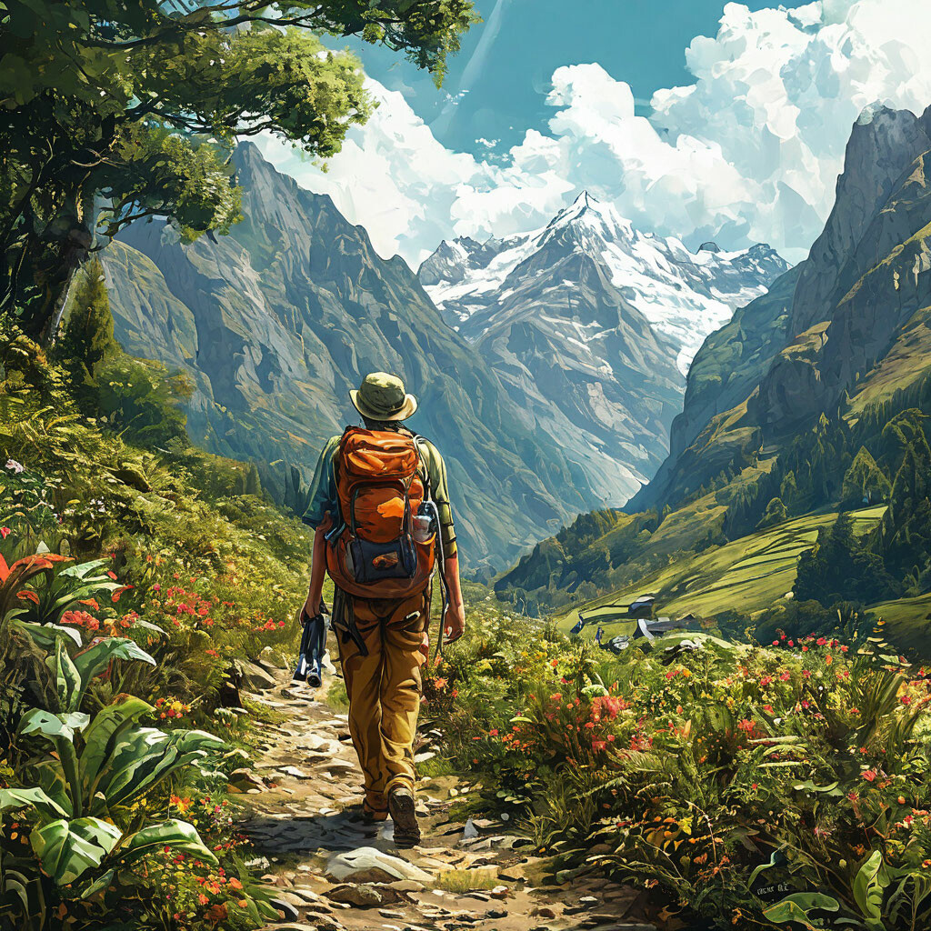 "Beautiful illustration of a human traveler" — image created in Shedevrum