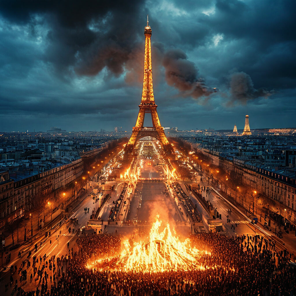 "Mass burning, Carnival in Paris, …" — image created in Shedevrum