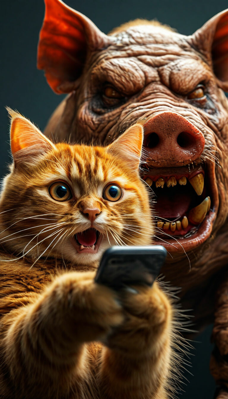 "Scared and surprised. With bulging eyes, a shocked ginger cat with a ...