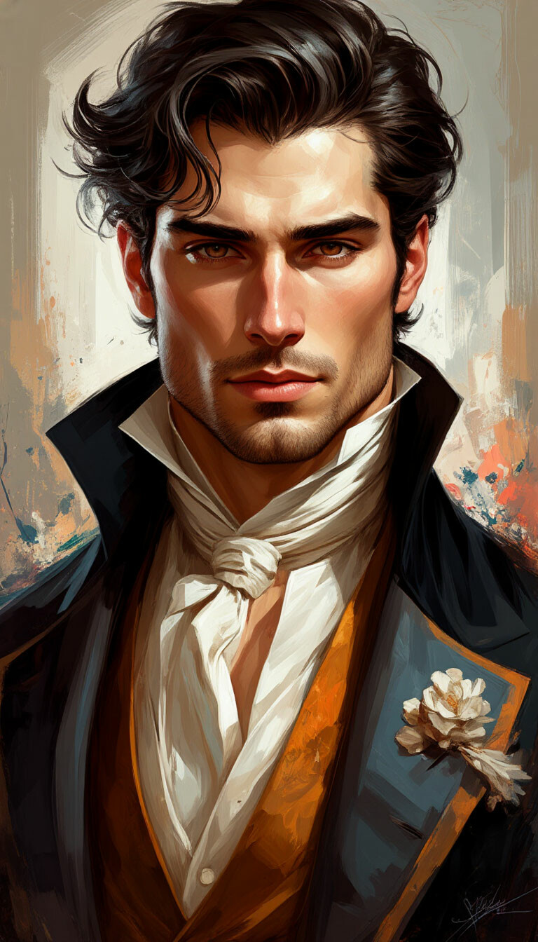 "A handsome and aristocratic man with a magnificent body, short dark ...
