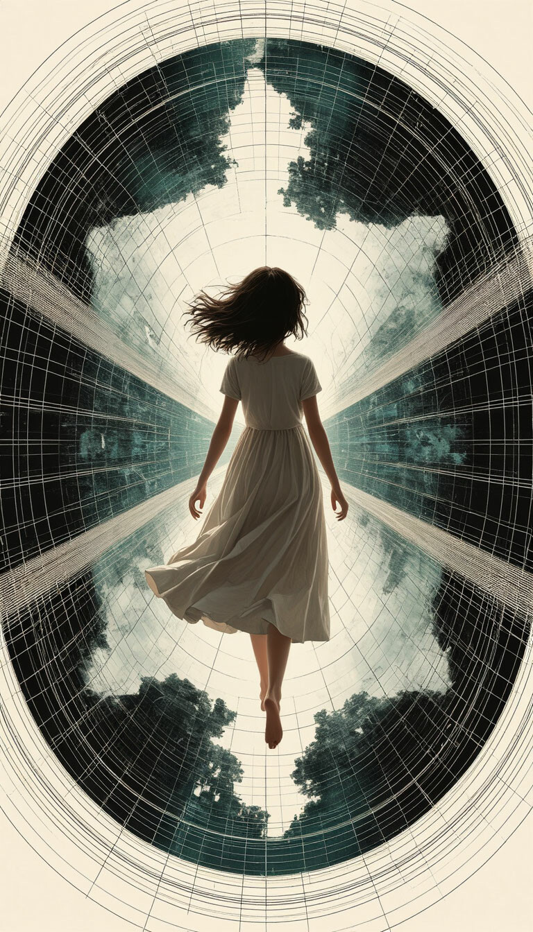 "Double exposure, circular perspective, minimalism surrealism, color ...