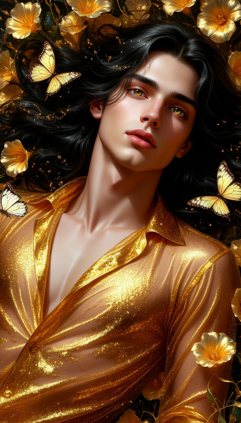 "🫂💋♥️ Мечтаю о тебе... young guy huge eyes, long black hair in random ...