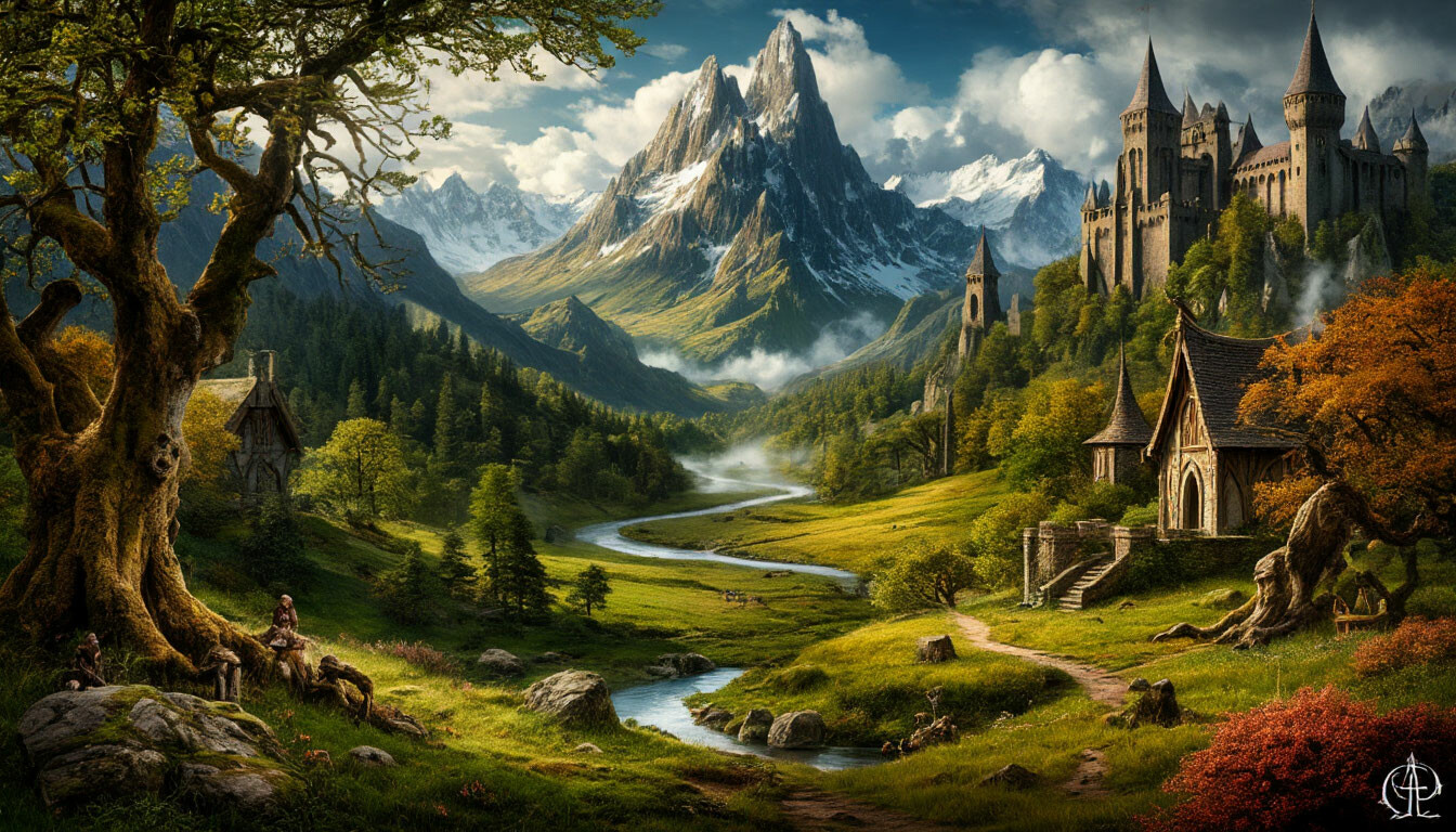 "Attributes of Tolkien's fantasy world, an image in a resolution of ...