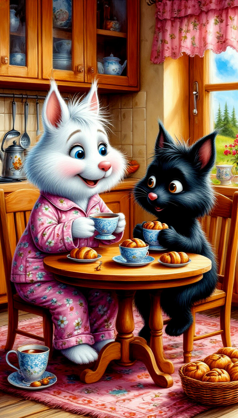 ". Fluffy cutie Moominmamma and a little black long-haired Chuchundra ...