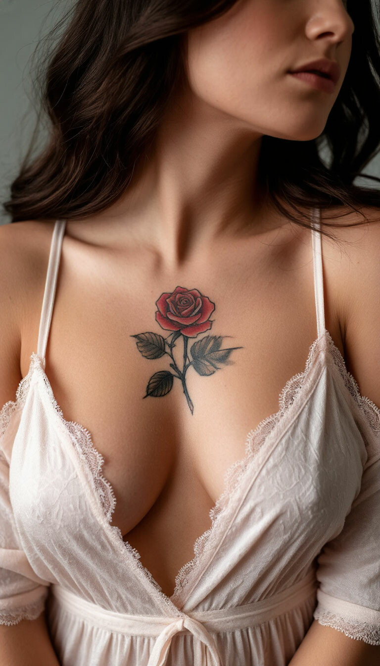 Her Nightgown Slipped Off Her Shoulder Revealing A Rose Tattoo On Her
