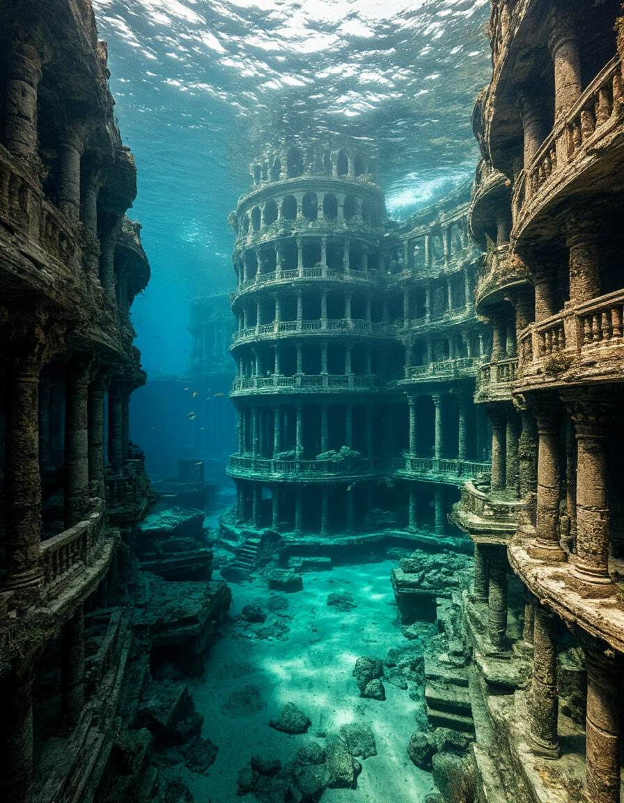 "Ancient Breton city underwater bottom view fisheye camera Don't sleep ...
